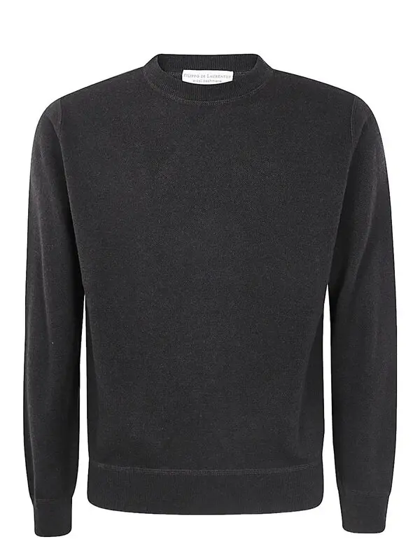 FILIPPO DE LAURENTIIS Long Sleeve Cashmere Wool Sweatshirt - Brown