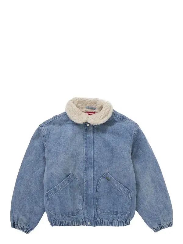 Supreme Faux Shearling Lined Bomber Jacket - Denim