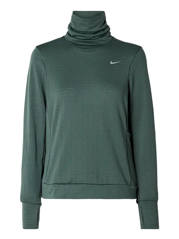 Nike Swift Element Ribbed Therma-fit Turtleneck Top - Green