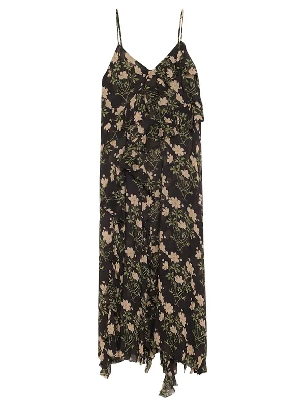 Sea Elizabeth Floral-print Midi Dress - Black