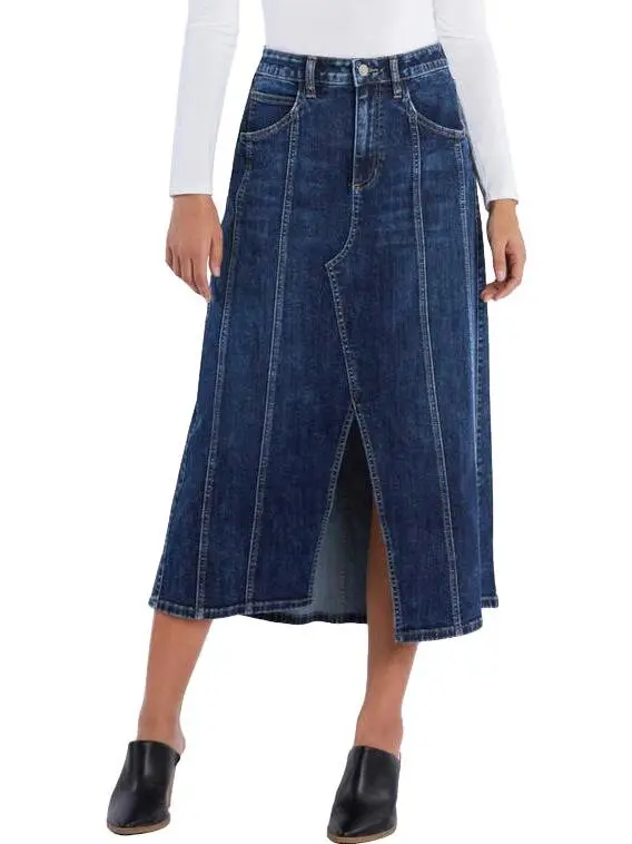 WASH LAB DENIM Justine Midi Skirt - Park Blue