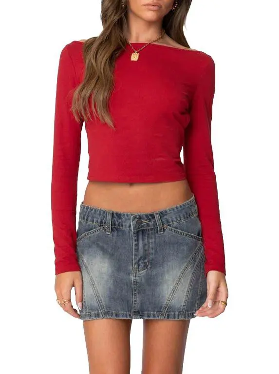 EDIKTED Valentine Open Back Crop Top - Red