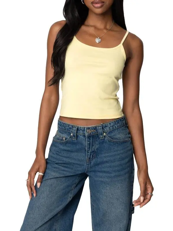EDIKTED Deanna Stretch Cotton Crop Camisole - Yellow