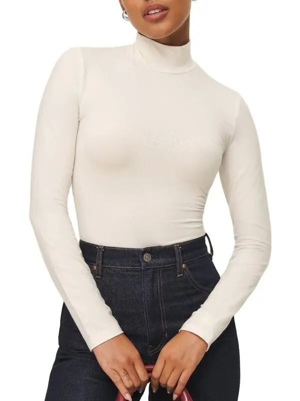 REFORMATION Nell Turtleneck Jersey Top - Horchata