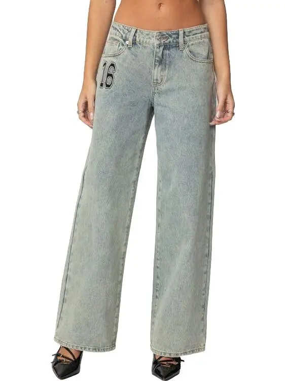 EDIKTED 16 Wide-leg Jeans - Blue-washed