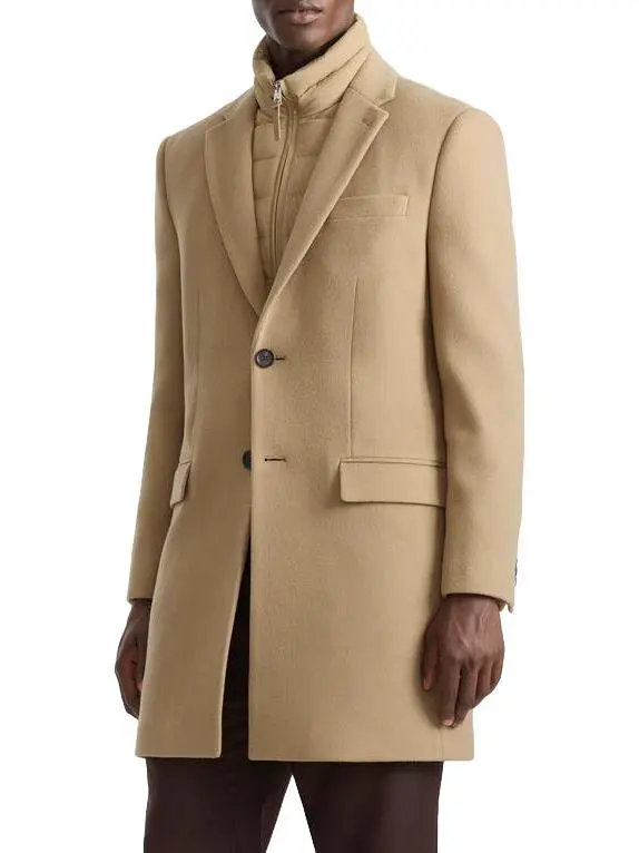 Mackage Skai-slb Virgin Wool Coat With Removable Down Bib - Light Camel