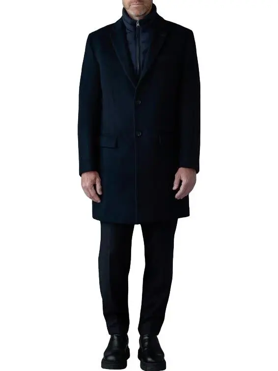 Mackage Skai-slb Virgin Wool Coat With Removable Down Bib - Navy