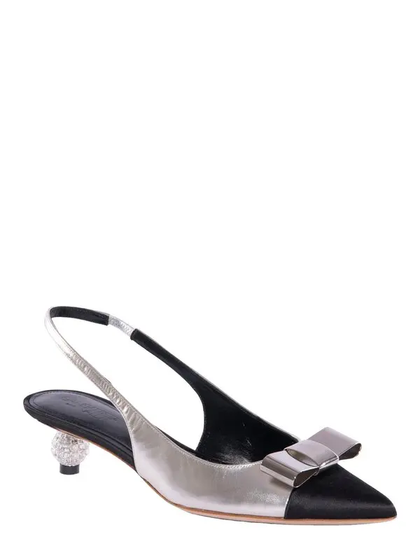 Giambattista Valli Pointed Toe Slingback Pump - Silver/ Silver
