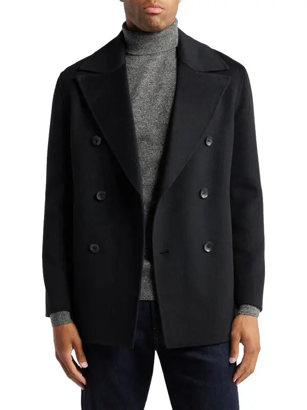 Nordstrom Double-breasted Wool-blend Pea Coat - Black