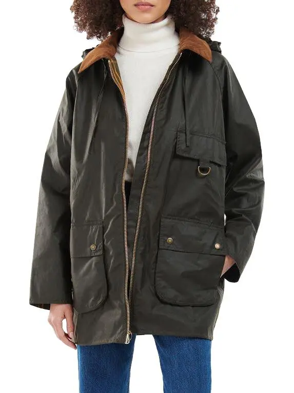 Barbour Highclere Hooded Waxed Jacket - Olive/zdnu