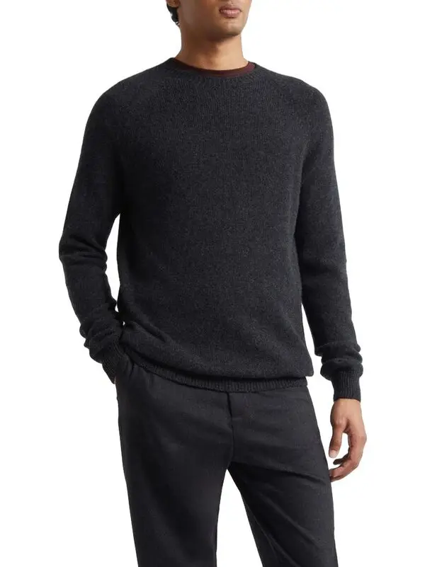 Sunspel Lambswool Crewneck Sweater - Charcoal Melange