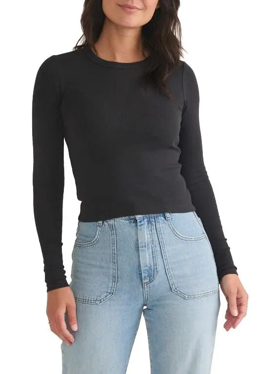 Marine Layer Lexi Sun-in Rib Long Sleeve T-shirt - Black