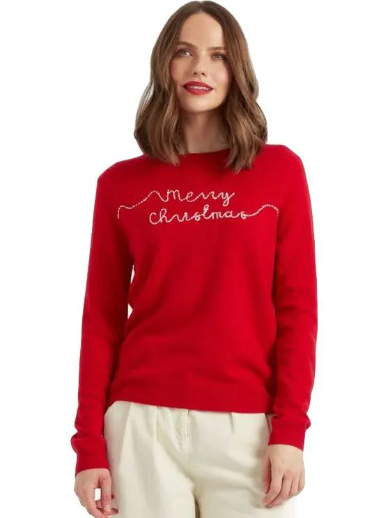 Chinti & Parker Wool-cashmere Merry Christmas Sweater - Red