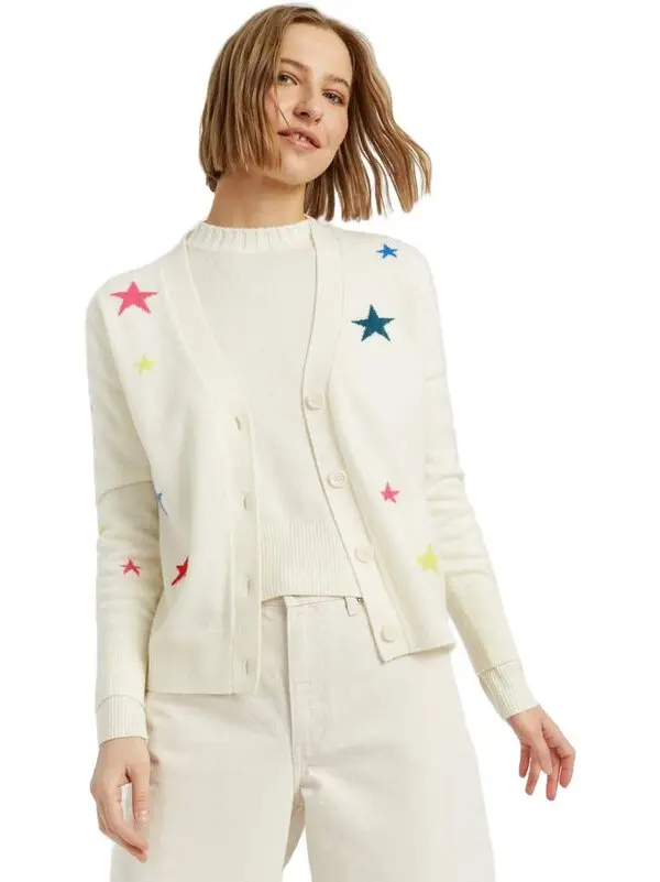 Chinti & Parker Wool-cashmere Star Cardigan - Cream