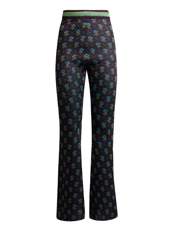 Etro Printed Knit Flared Pants - Blue