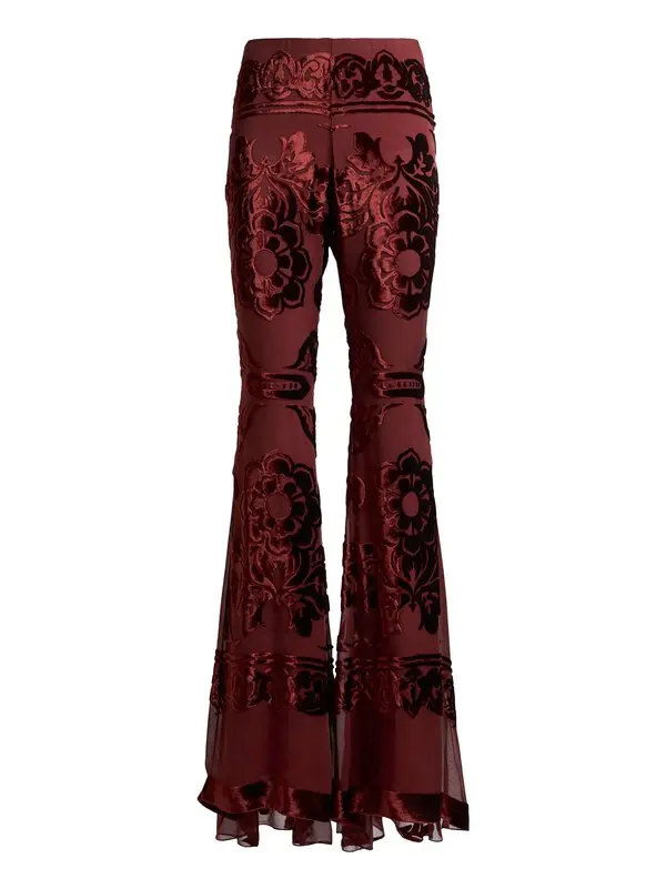 Etro Flared Devoré Pants - Burgundy