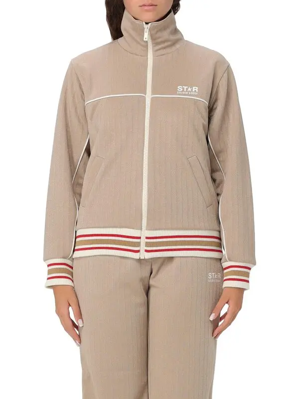GOLDEN GOOSE Full Zip Stand Collar Track Jacket - Beige