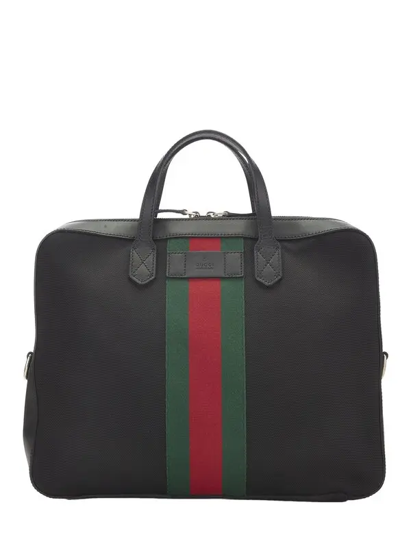 Gucci Techno Canvas Web Briefcase - Black