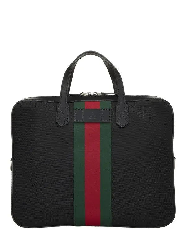 Gucci Techno Canvas Web Briefcase - Black