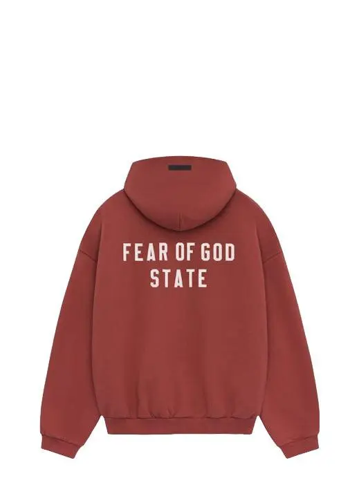 Fear Of God Essentials Heavy Fleece Fullzip Hoodie - Crimson
