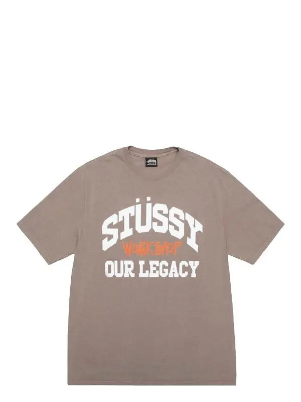 StÜssy X Our Legacy Work Shop Collegiate Pigment Dyed Tee Shirt - Taupe