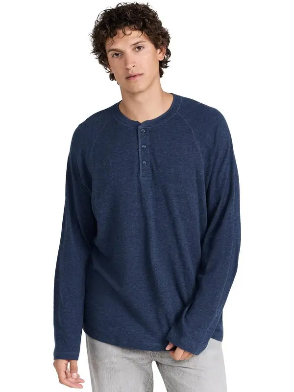 Faherty Brand Cloud Long Sleeve Henley - Navy Heather