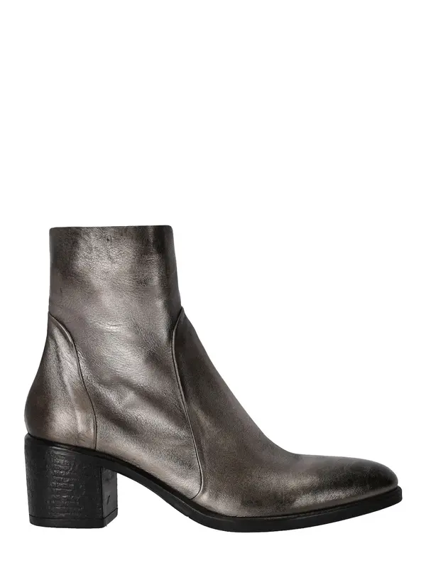 STRATEGIA Laminated Leather Ankle Boots - Grey