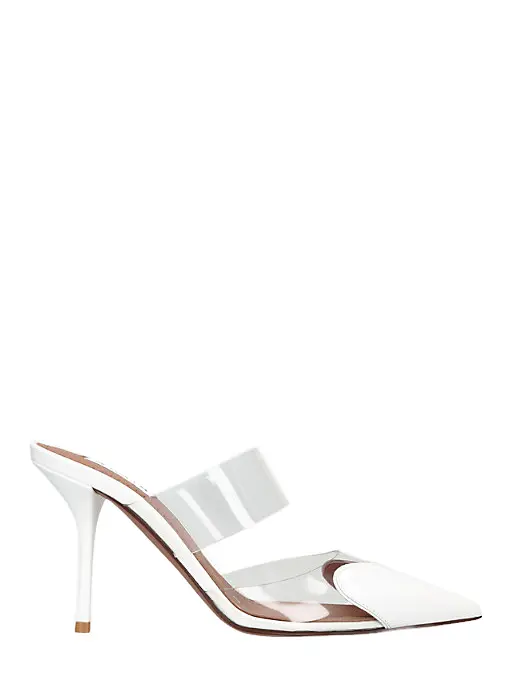 Alaïa Heart-shape Patent Leather Heeled Mules - White