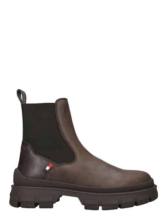 Moncler Hevea Logo-embroidered Leather Chelsea Boots - Dark Brown