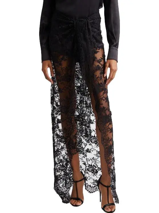 Dolce & Gabbana Long Chantilly Lace Skirt - Nero