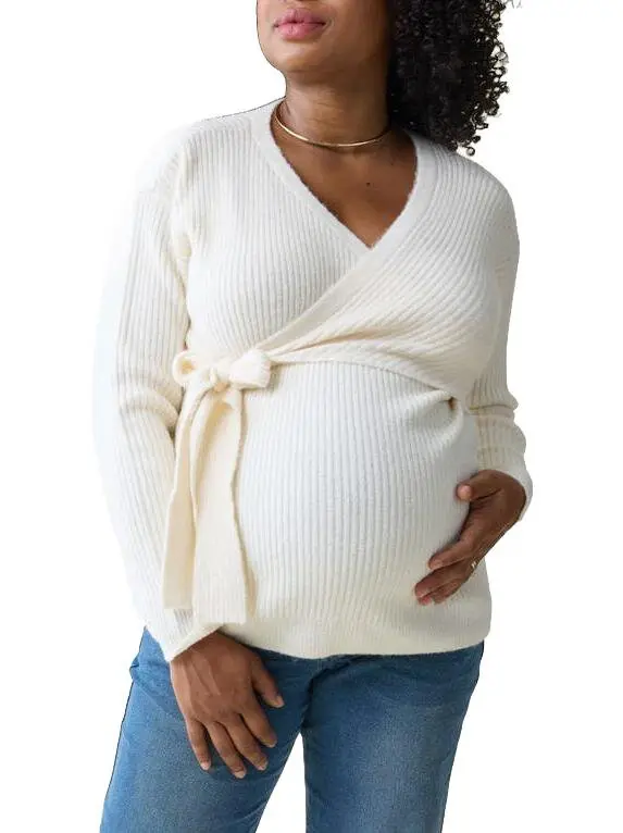 INGRID & ISABEL® Rib Maternity/nursing Wrap Sweater - Cream