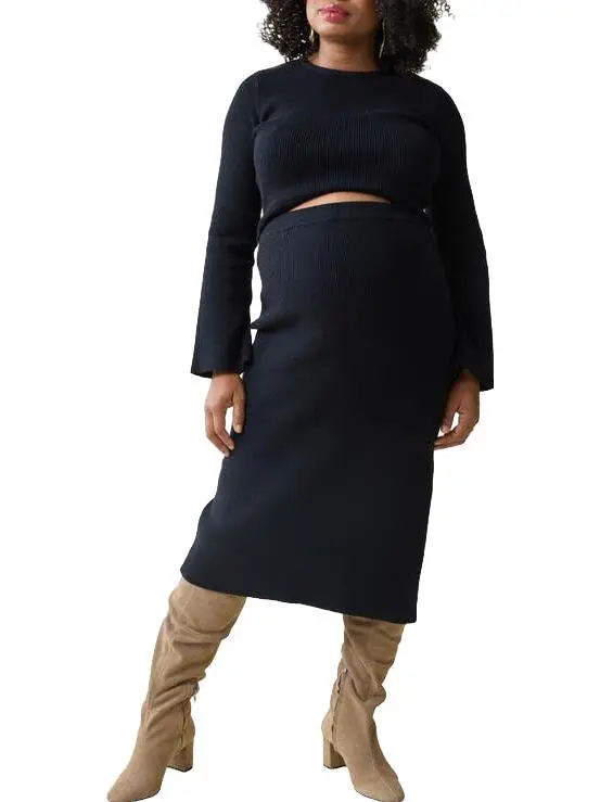 INGRID & ISABEL® Bell Sleeve Crop Sweater And Maternity Skirt Set - Black