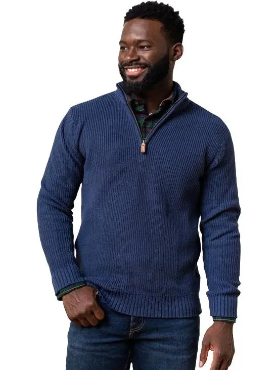 HOPE & HENRY Organic Half Zip Pullover - Navy Marl
