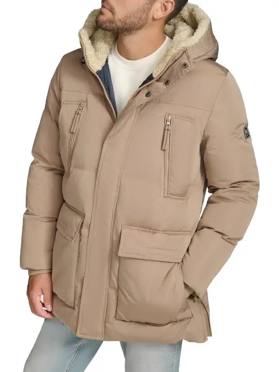 Andrew Marc Water Resistant Puffer Parka With Faux Shearling Lining - Toffee