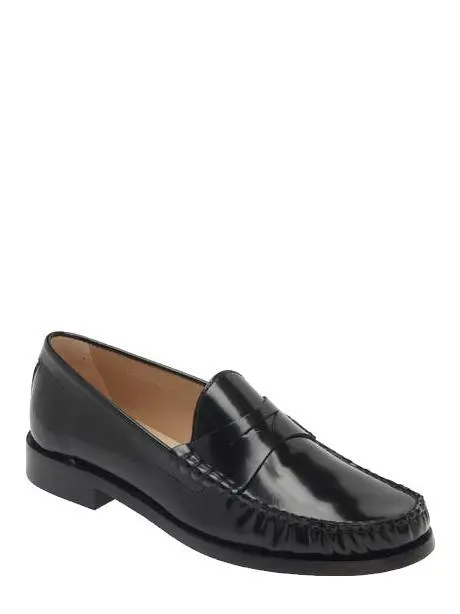 STUART WEITZMAN Lottie Penny Loafer - Black Leather