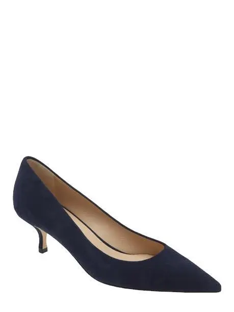 STUART WEITZMAN Pointed Toe Kitten Heel Pumps - Nice Blue