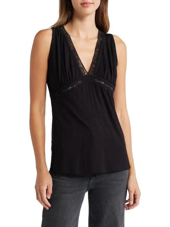 Loveappella Lace Inset Tank - Black