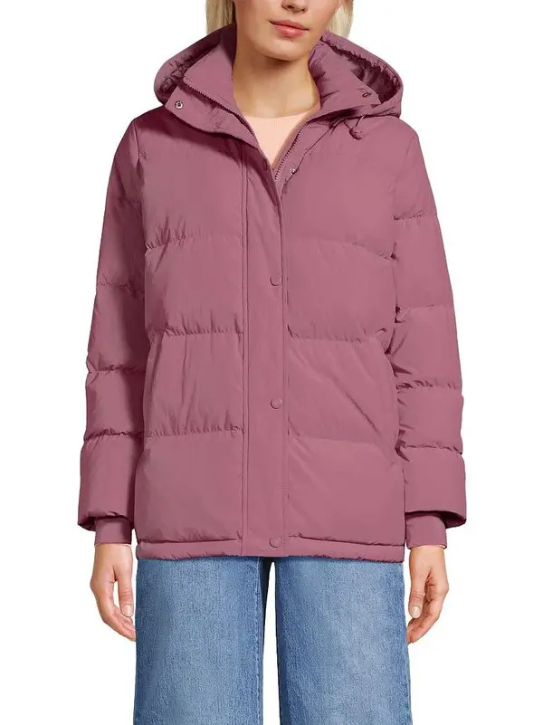 LANDS' END Wide Channel 600 Down Puffer Jacket - Soft English Rose