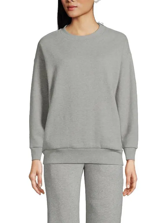 LANDS' END Relaxed Long Sleeve Crew Neck Sweatshirt - Gray Heather