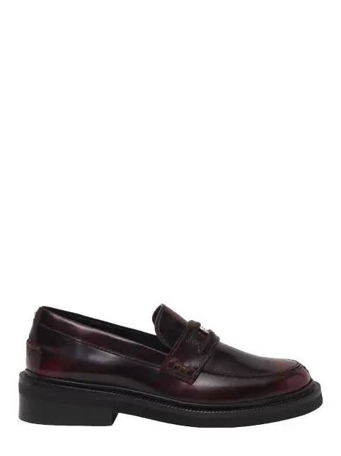 Maje Brushed Leather Loafers - Burgundy