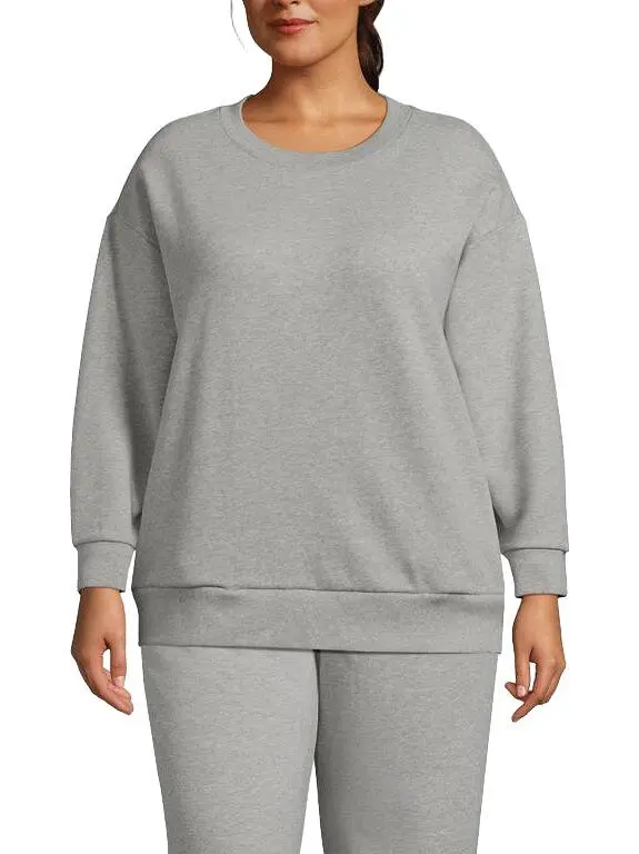 LANDS' END Relaxed Fit Long Sleeve Crew Neck Sweatshirt - Gray Heather