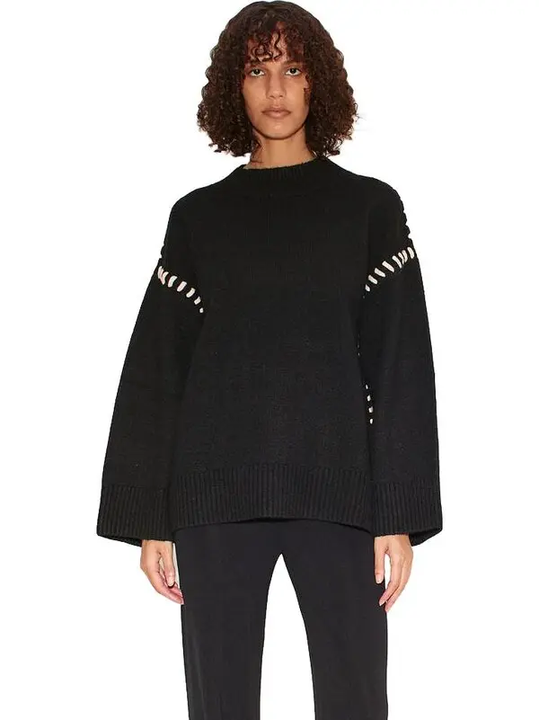 SIMONMILLER Leith Whipstitch Knit Sweater - Black With Cream