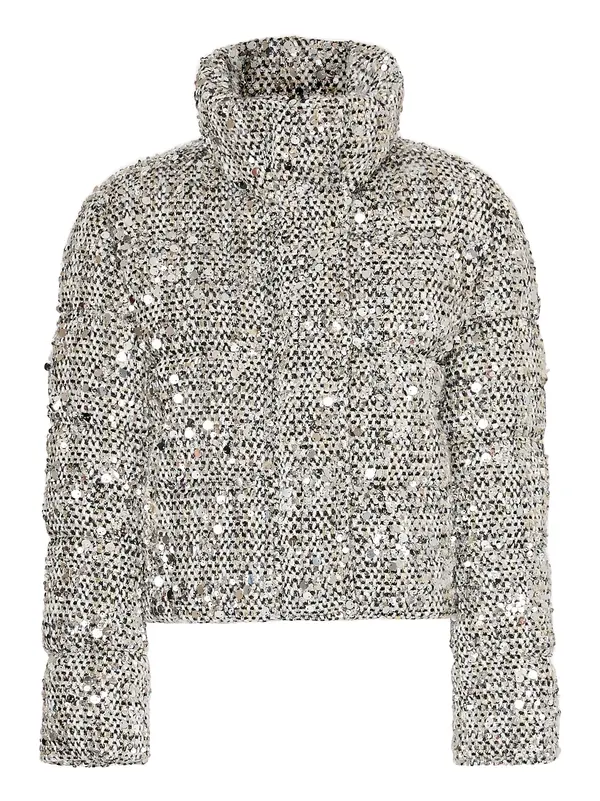 MILLY Hayes Sequin Tweed Puffer - Black