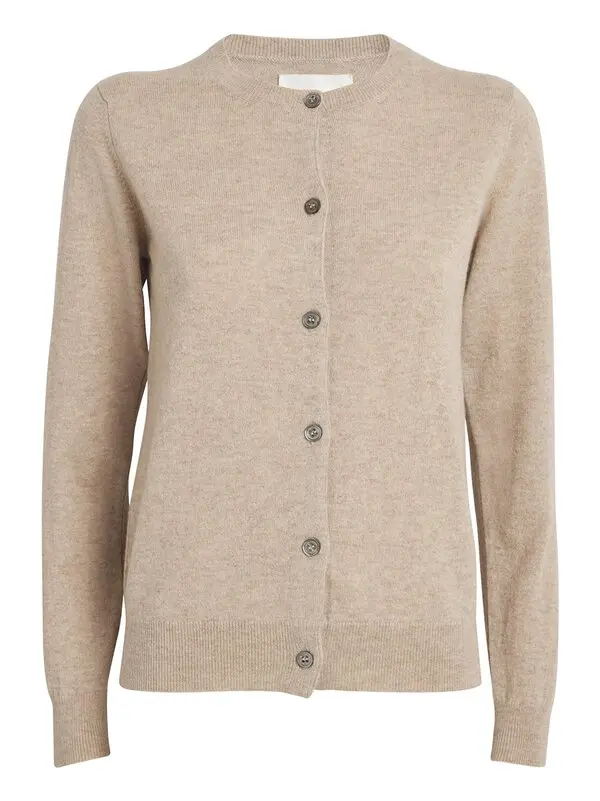 Harrods Cashmere Crew-neck Cardigan - Beige