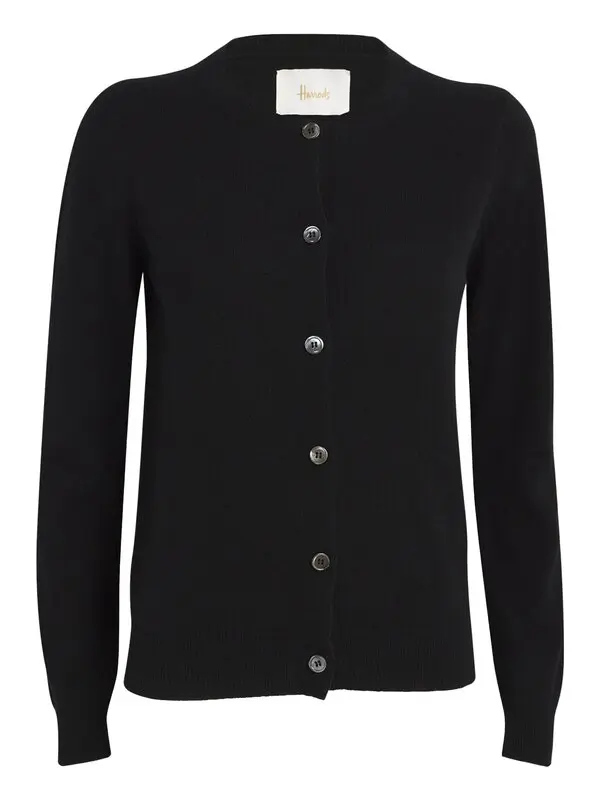 Harrods Cashmere Crew-neck Cardigan - Black