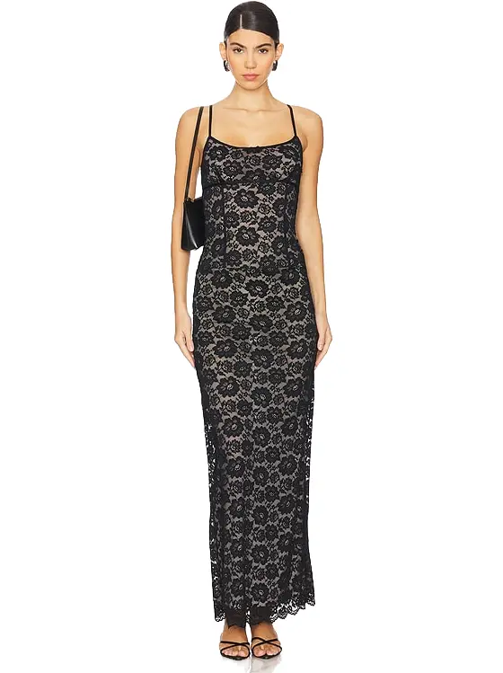 LOVERS AND FRIENDS Leila Sheer Gown - Black