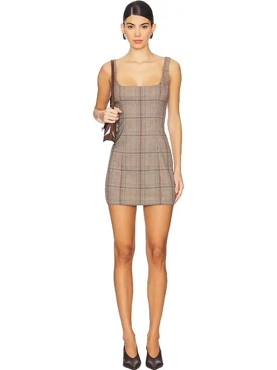 LOVERS AND FRIENDS Bonnie Mini Dress - Brown Plaid Multi