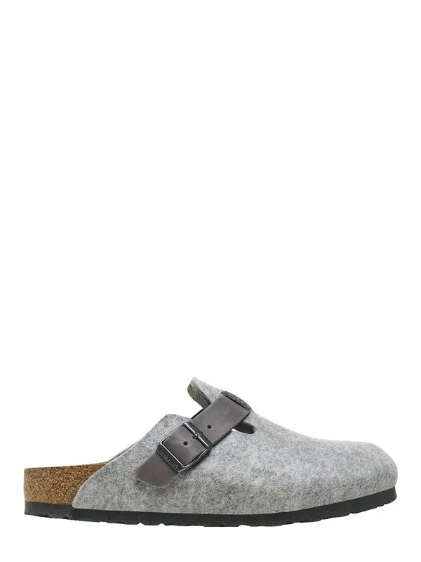 BIRKENSTOCK Boston Natural Leatherfelt Clogs - Light Gray