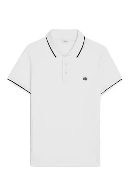 Celine Classic Cotton Pique Polo Shirt - Off White/black