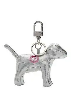 Pink Micro Dog Keychain Charm - Gold